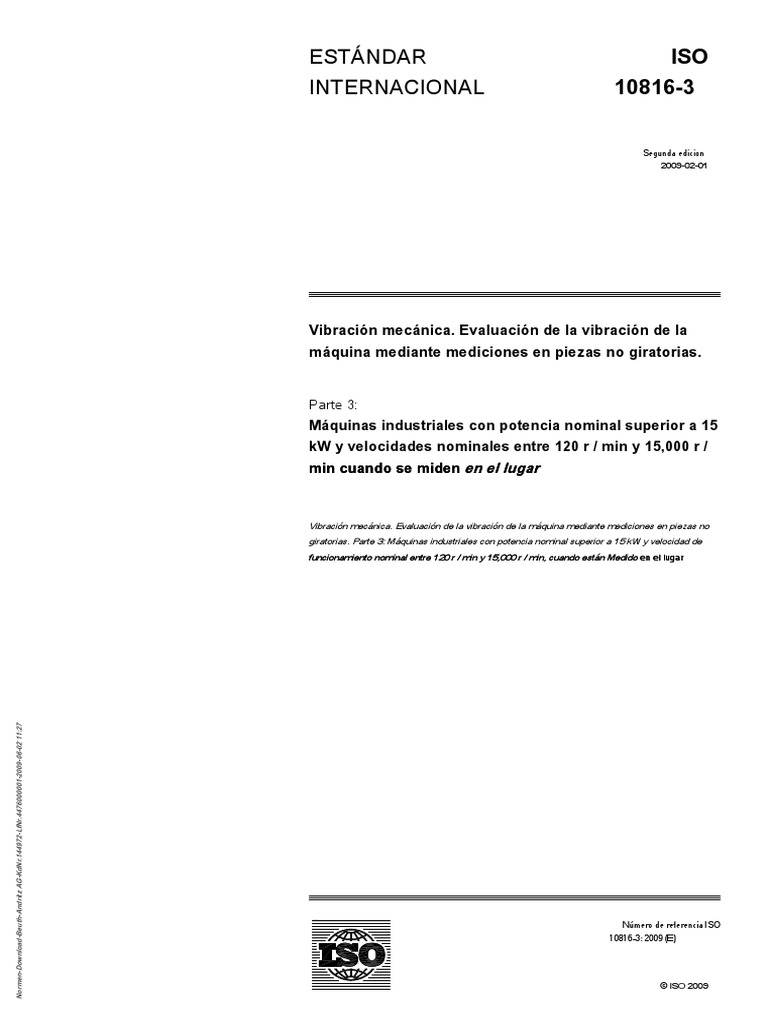 ISO 10816-3-2009-Español | PDF | Organización internacional para la ...