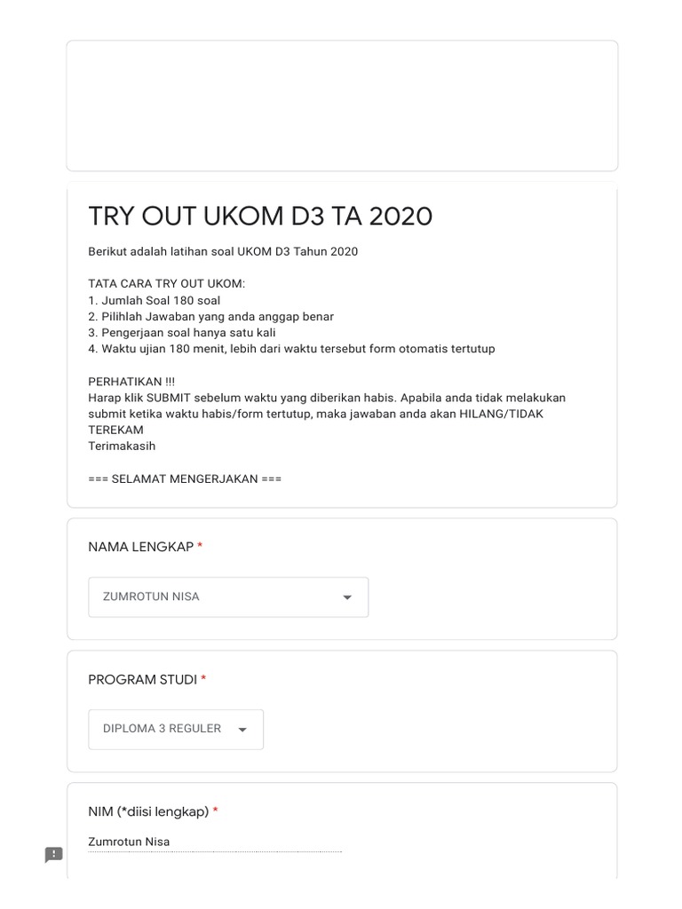 Try Out Ukom D3 Ta 2020 PDF | PDF