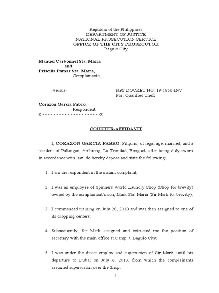 Counter-Affidavit For QT | PDF | Public Law | Virtue