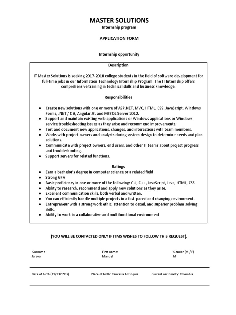 Master Solutions: Application Form | PDF | Java Script | Application Software