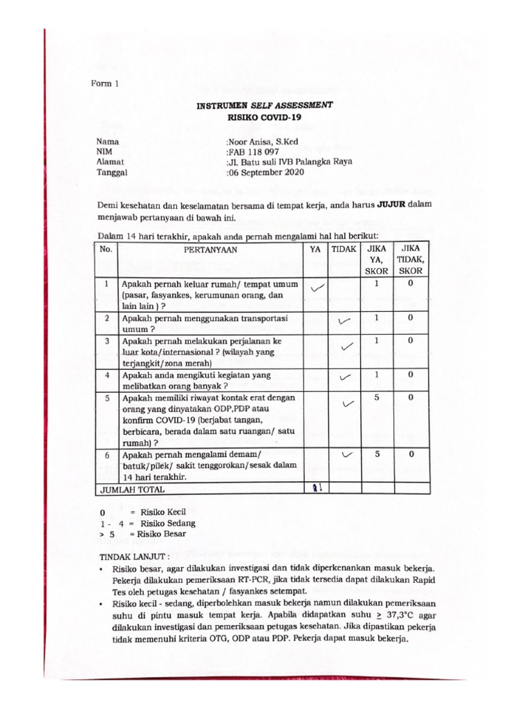 Instrumen Self Assessment | PDF