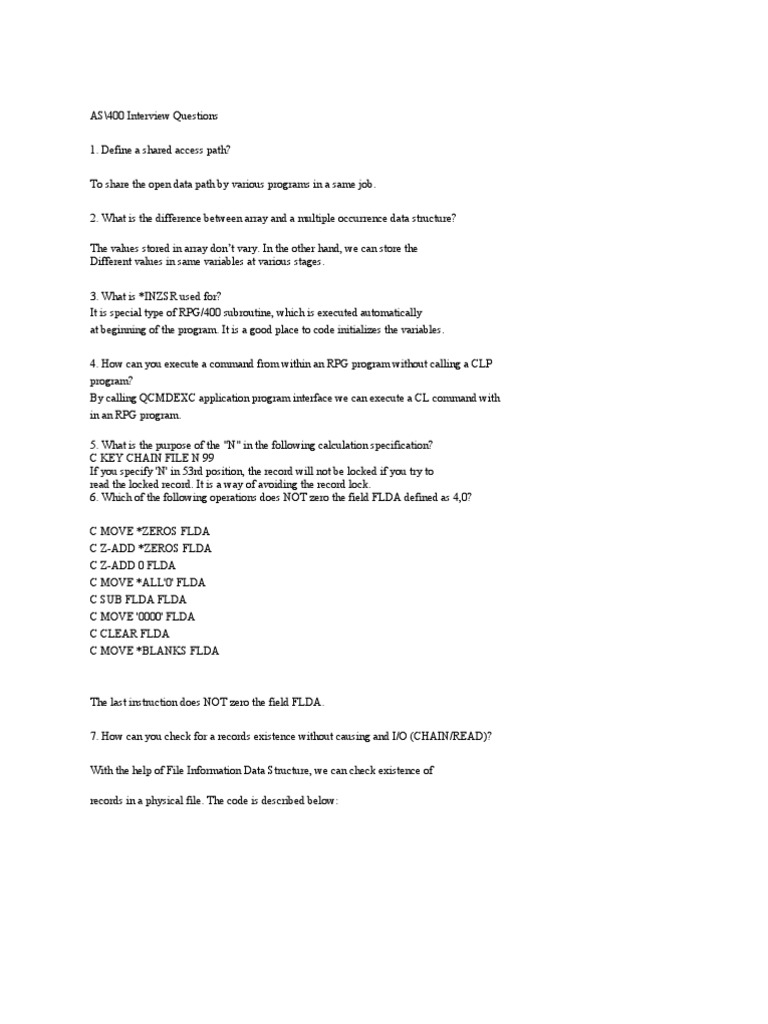 As400 Faq Pdf C Programming Language Ibm Rpg 