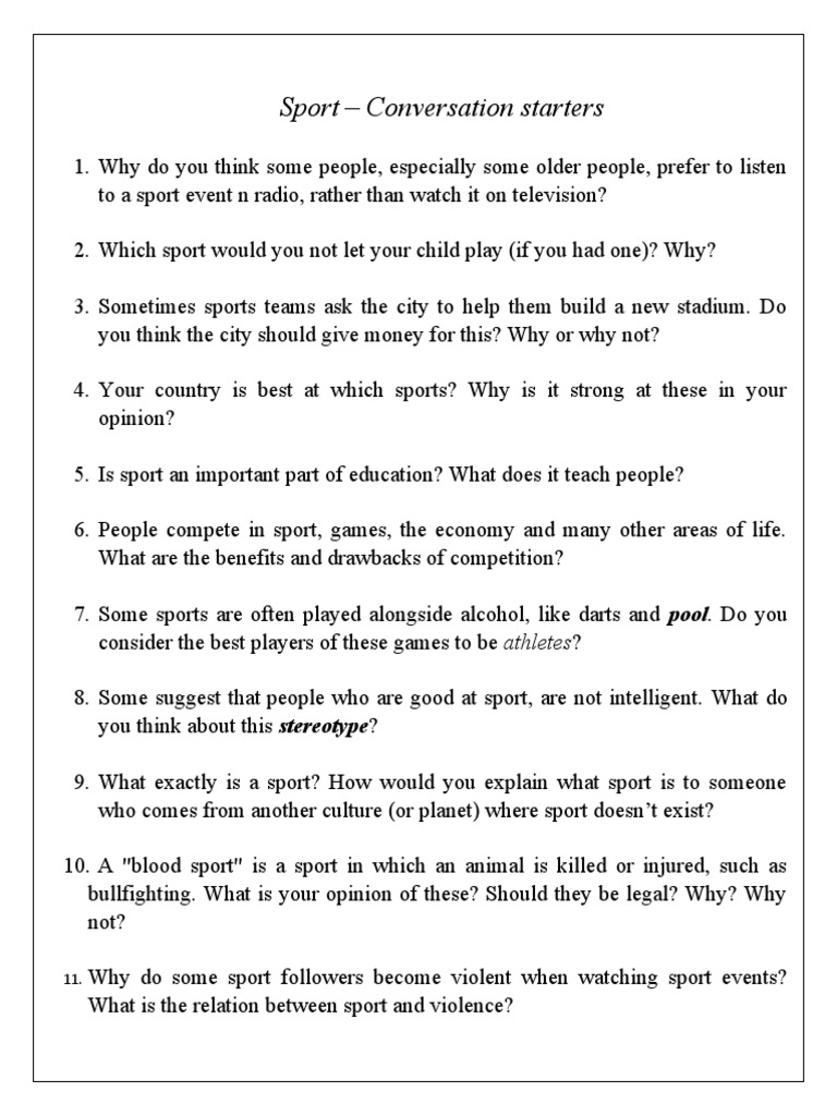 Sport Conversation Starters | PDF