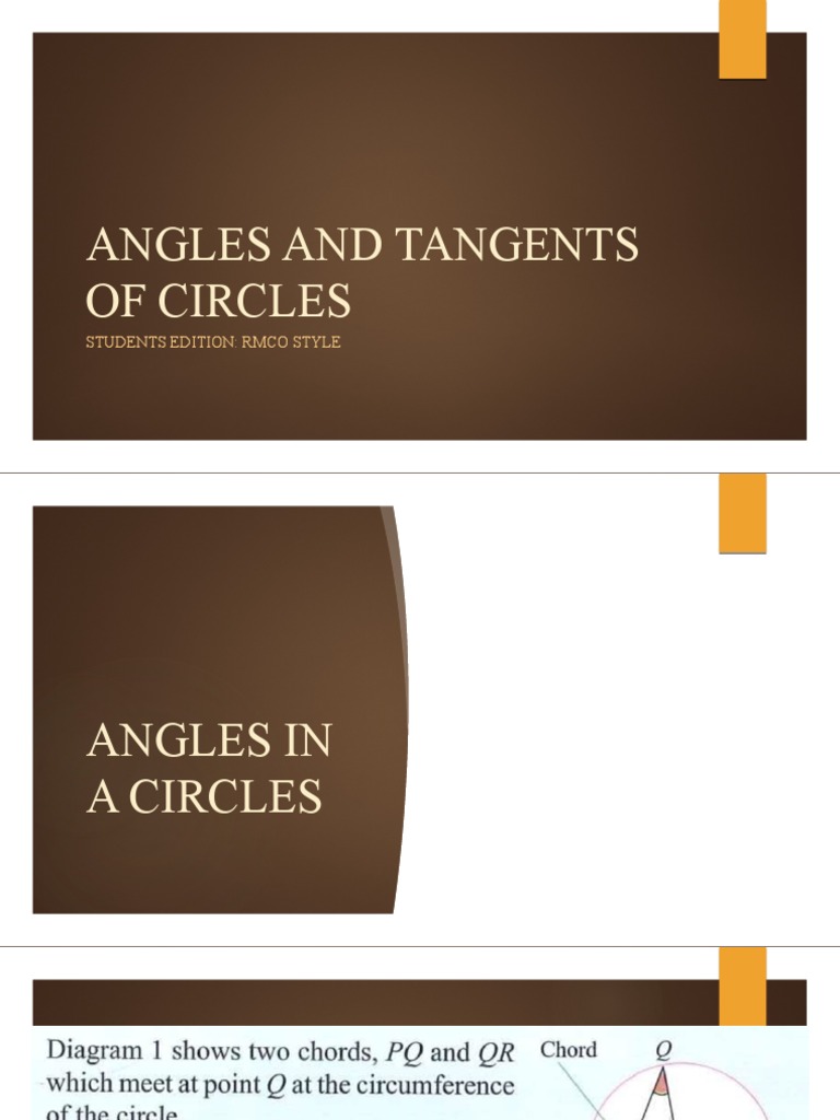 Angles and Tangents of Circles: Students Edition: Rmco Style | PDF ...