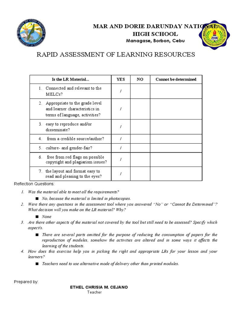 Module 3B Rapid Assessment Tool | PDF