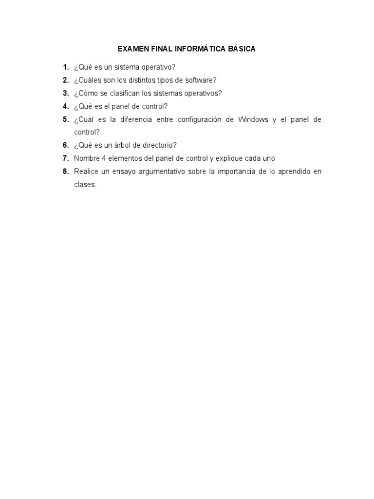 Examen Final Informática Básica | PDF