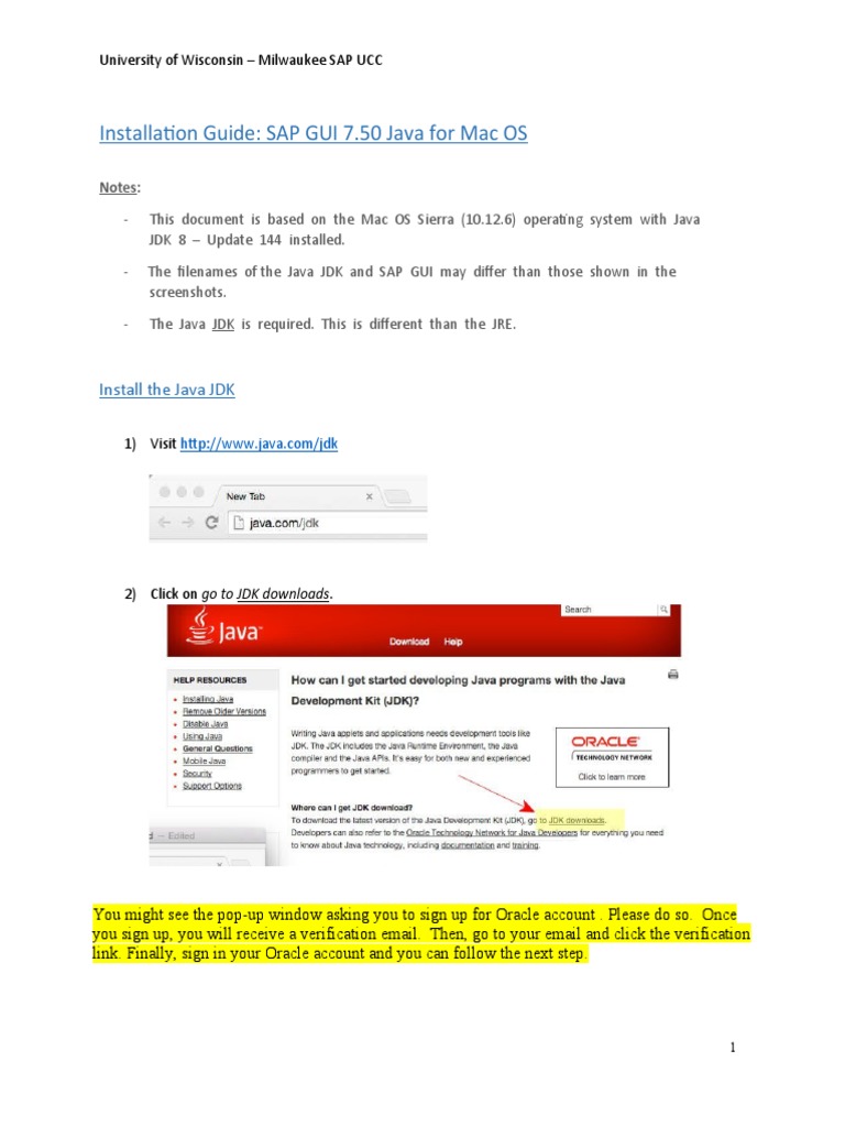 Installation Guide: SAP GUI 7.50 Java For Mac OS: Install The Java JDK ...