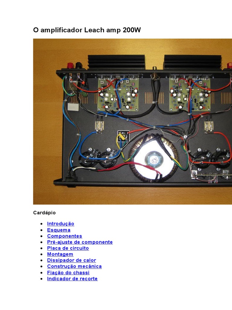 O Amplificador Leach Amp 200W | PDF | Circuitos eletrônicos | Placa de ...