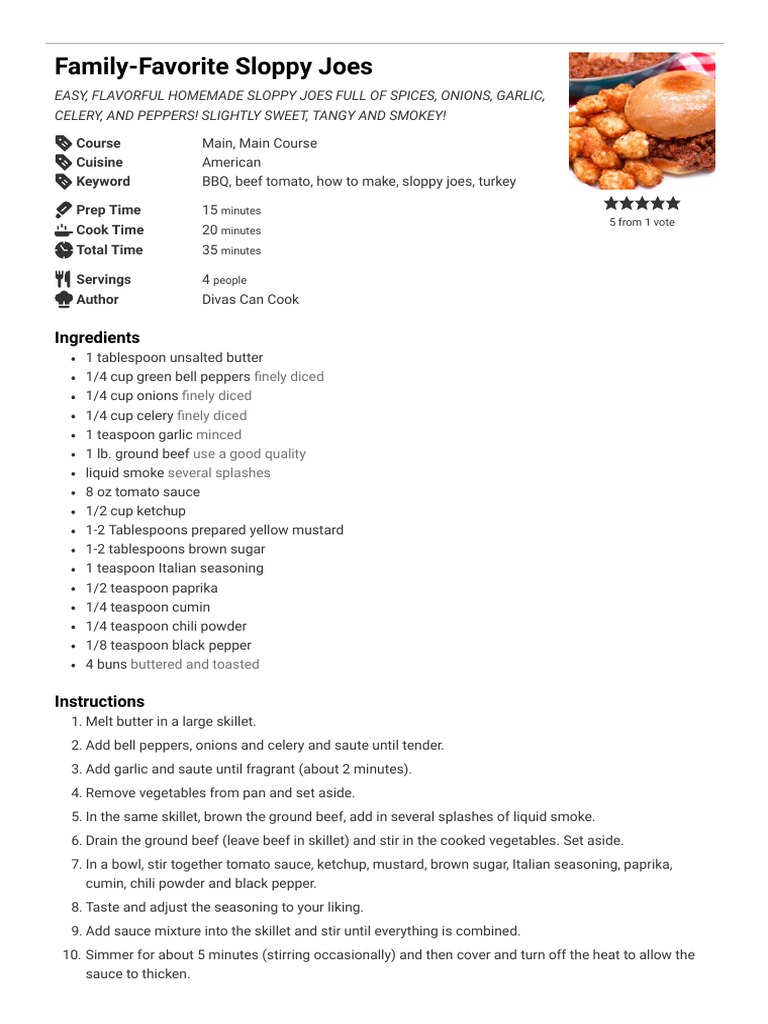 Homemade Sloppy Joes (Manwiches) | PDF
