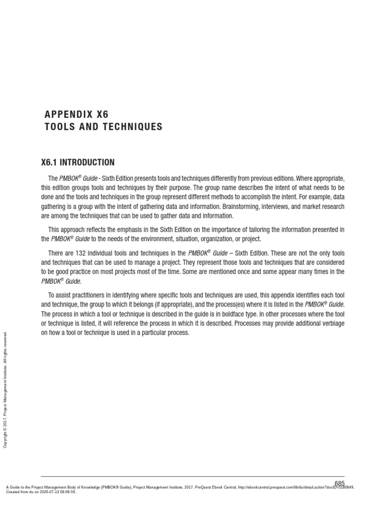 A Guide To The Project Management Body of Knowledg... - (APPENDIX X6 ...