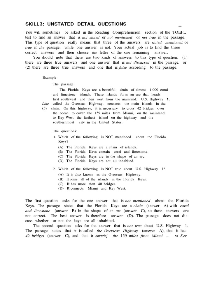 Skill3: Unstated Detail Questions | PDF | Pen | Blood Pressure