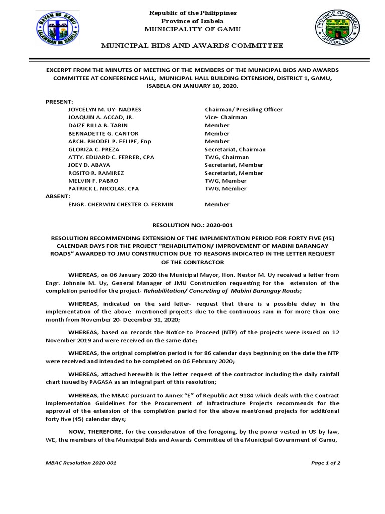 Gamu MBAC Extends Road Project Deadline | PDF | Government