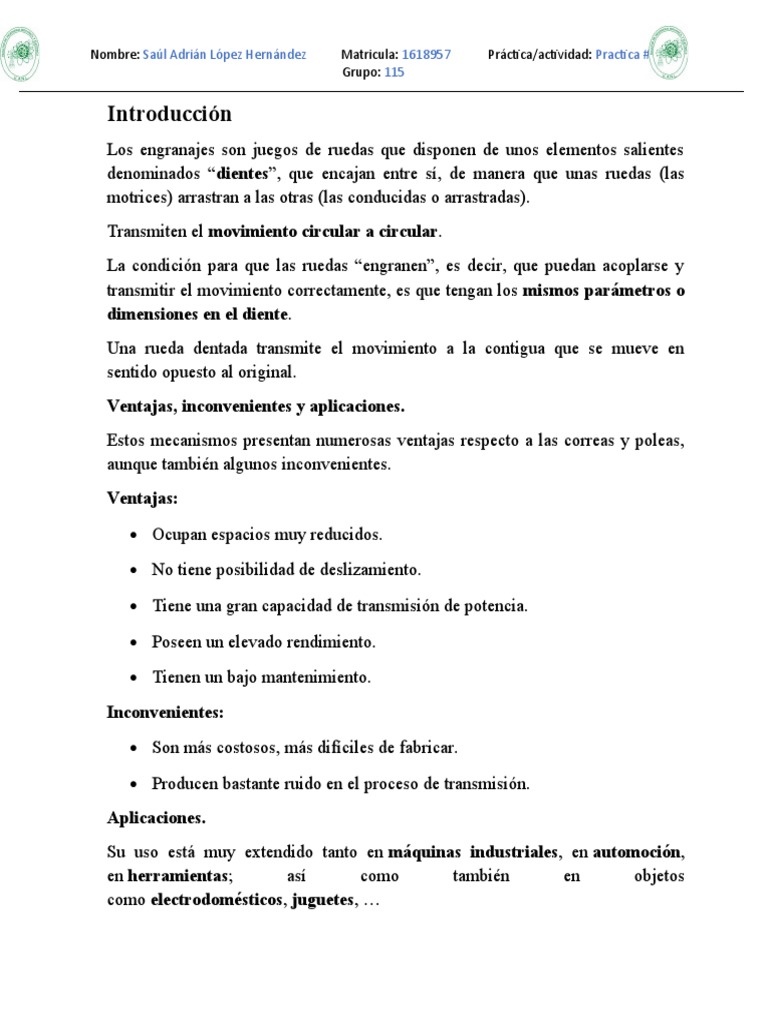 Práctica 3 Modelaje De Una Rueda Dentada 1618957 Pdf Engranaje