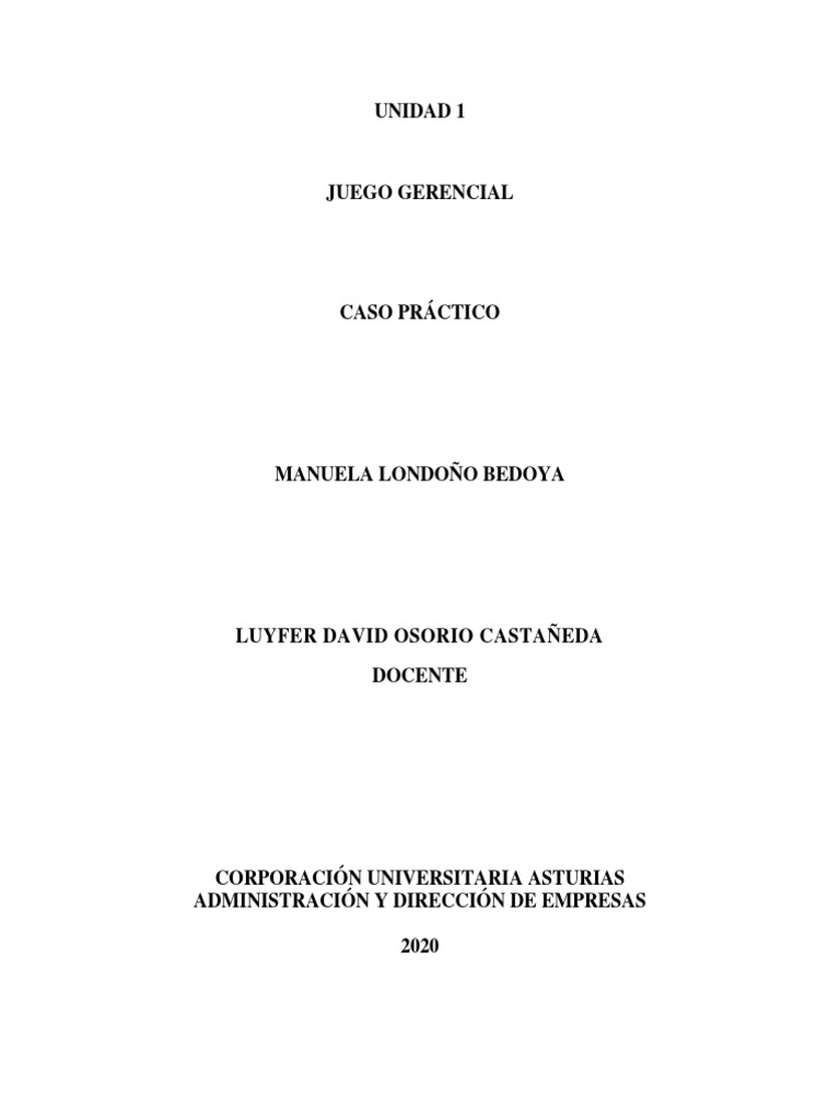 Caso Practico Unidad 1 Juego Gerencial | PDF | Bolsa | Marketing