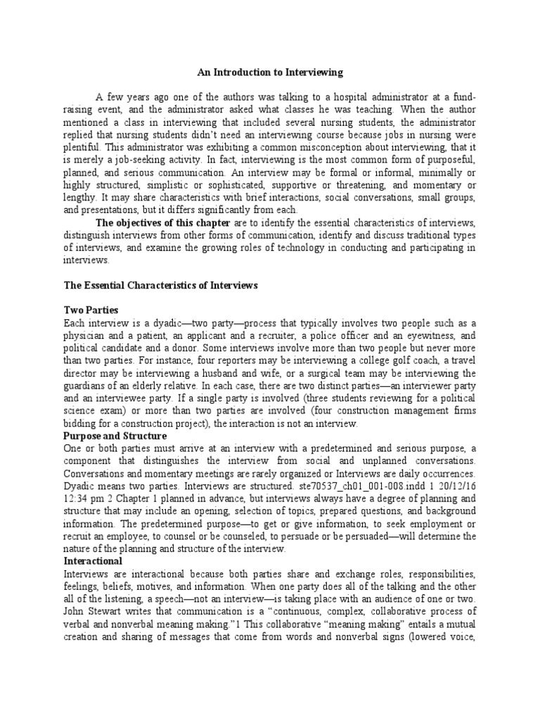 An Introduction To Interviewing | PDF | Interview | Performance Appraisal