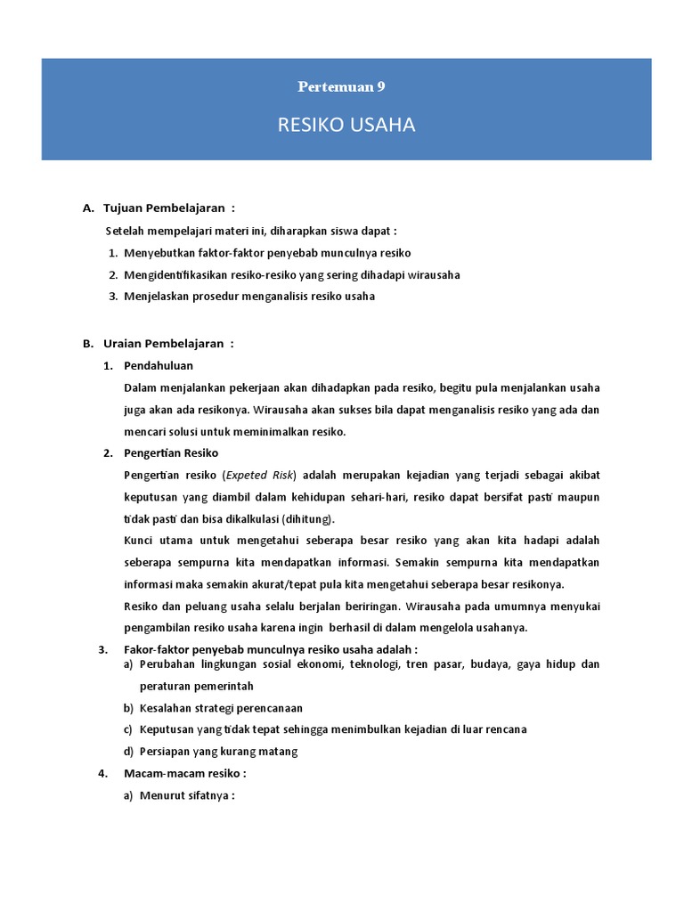 Modul Resiko Usaha | PDF