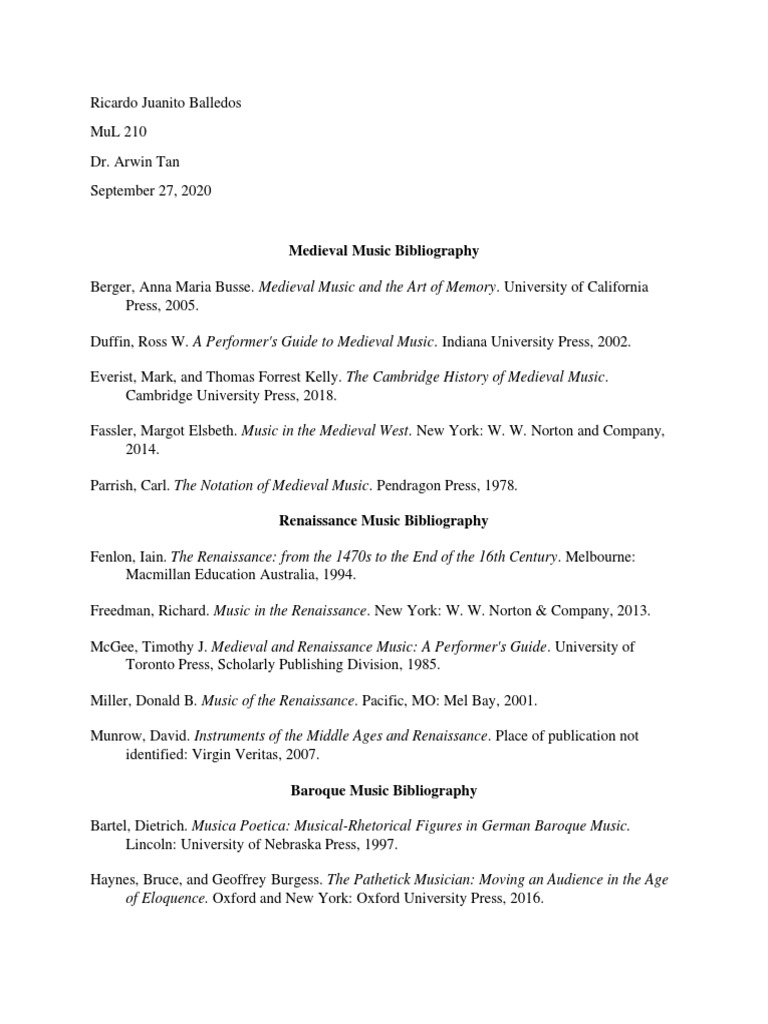 Balledos - MuL 210 Assignment #1 | PDF | Musicology | Classical Period (Music)