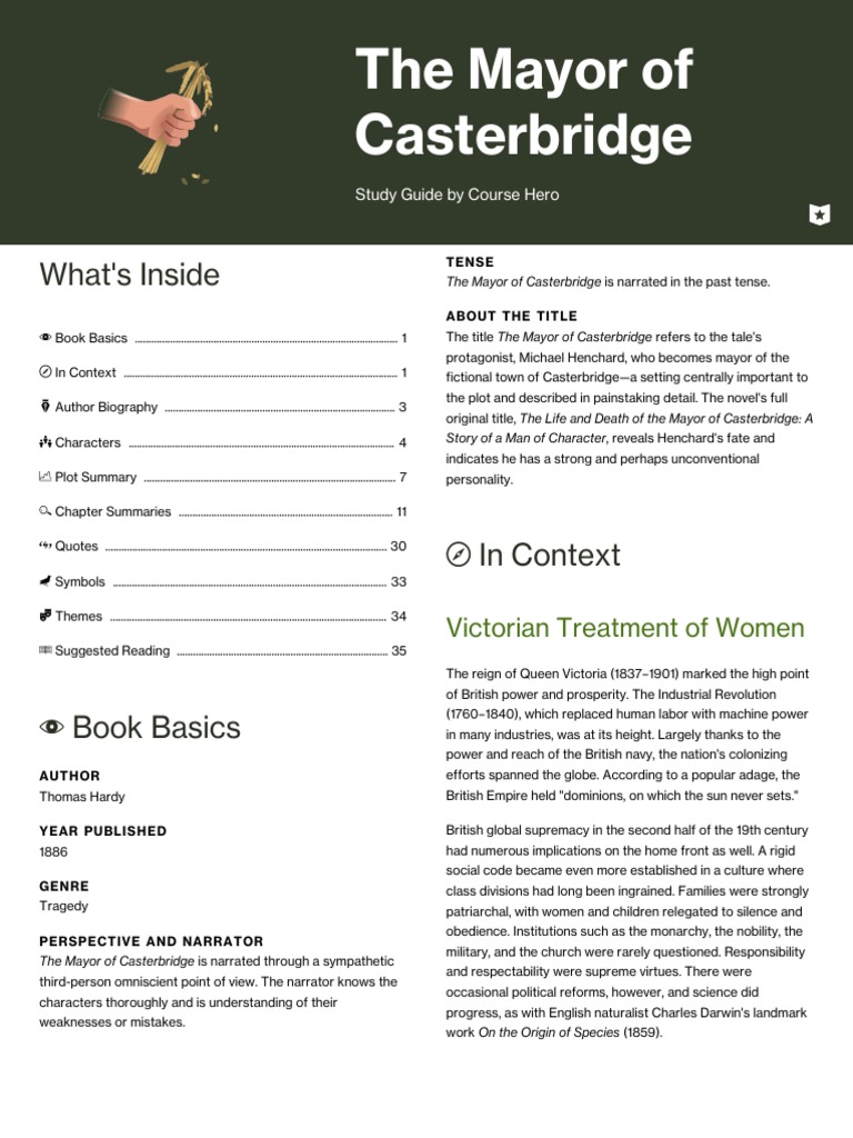 The Mayor of Casterbridge: What's Inside | PDF | Thomas Hardy | Narration