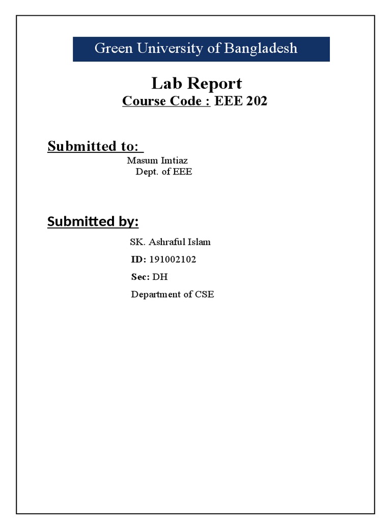EEE 202 Lab Report | PDF