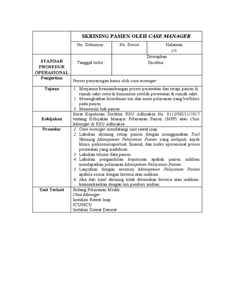 SPO Skrining Pasien Oleh MPP Fix | PDF | Kesehatan Holistik | Sains & Matematika