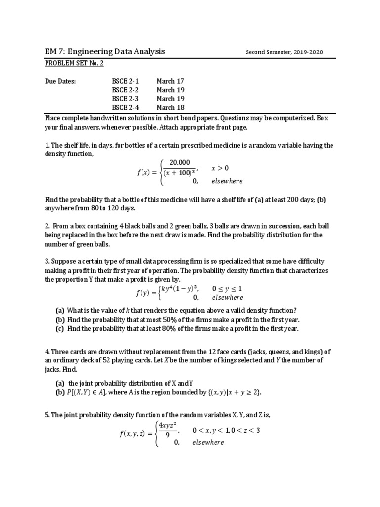EM 7 - EDA - Problem Set 2 | Download Free PDF | Random Variable ... EM 7 - EDA - Problem Set 2 | Download Free PDF | Random Variable ...