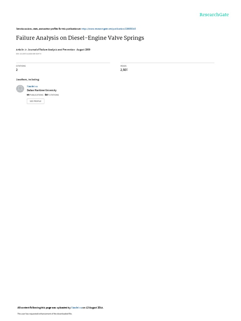Failure Analysis On Diesel-Engine Valve Springs | PDF | Fracture ...