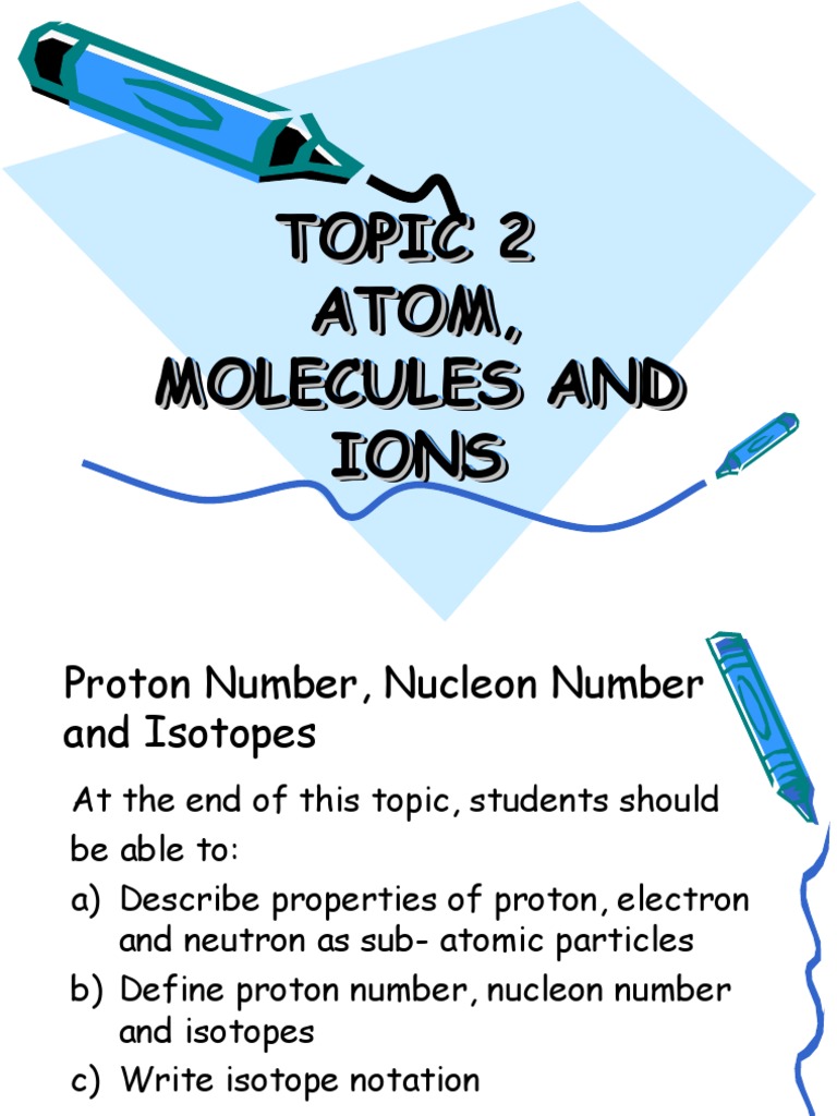 Topic2-Atoms, Molecules&Ions Pps | PDF | Ion | Atoms