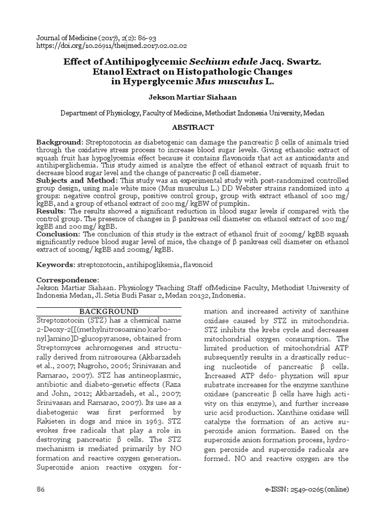 Effect of Antihipoglycemic Sechium Edule Jacq. Swartz. Etanol Extract On Histopathologic Changes ...