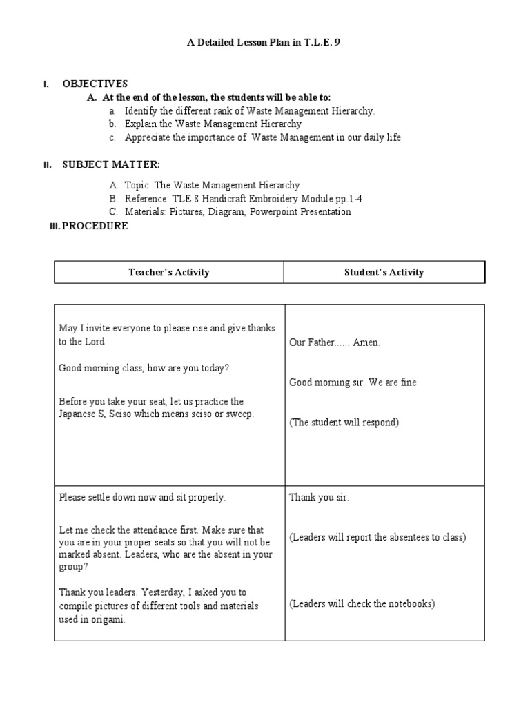 Ferly Detailed Lesson Plan Ppe | PDF | Reuse | Recycling