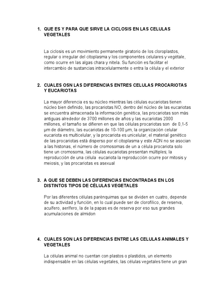 Que Es y para Que Sirve La Ciclosis en Las Celulas Vegetales | PDF