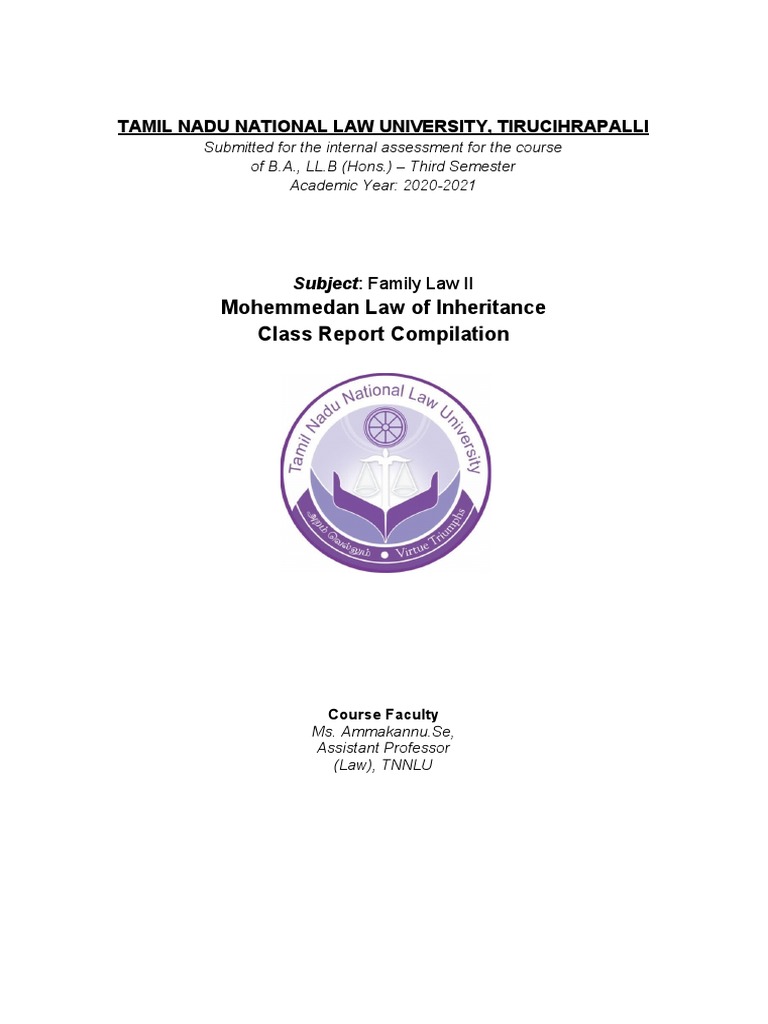 Muhammedan Law - Reports Compilation | PDF | Will And Testament ...