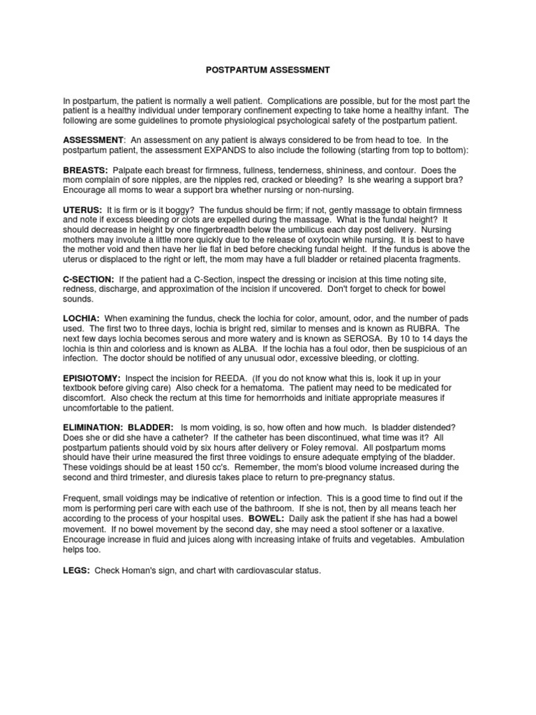 Postpartum Assessment (Bubblehed) | Download Free PDF | Postpartum ...