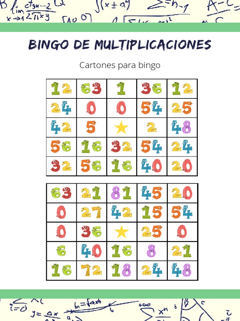 Bingo de Multiplicaciones PDF | PDF