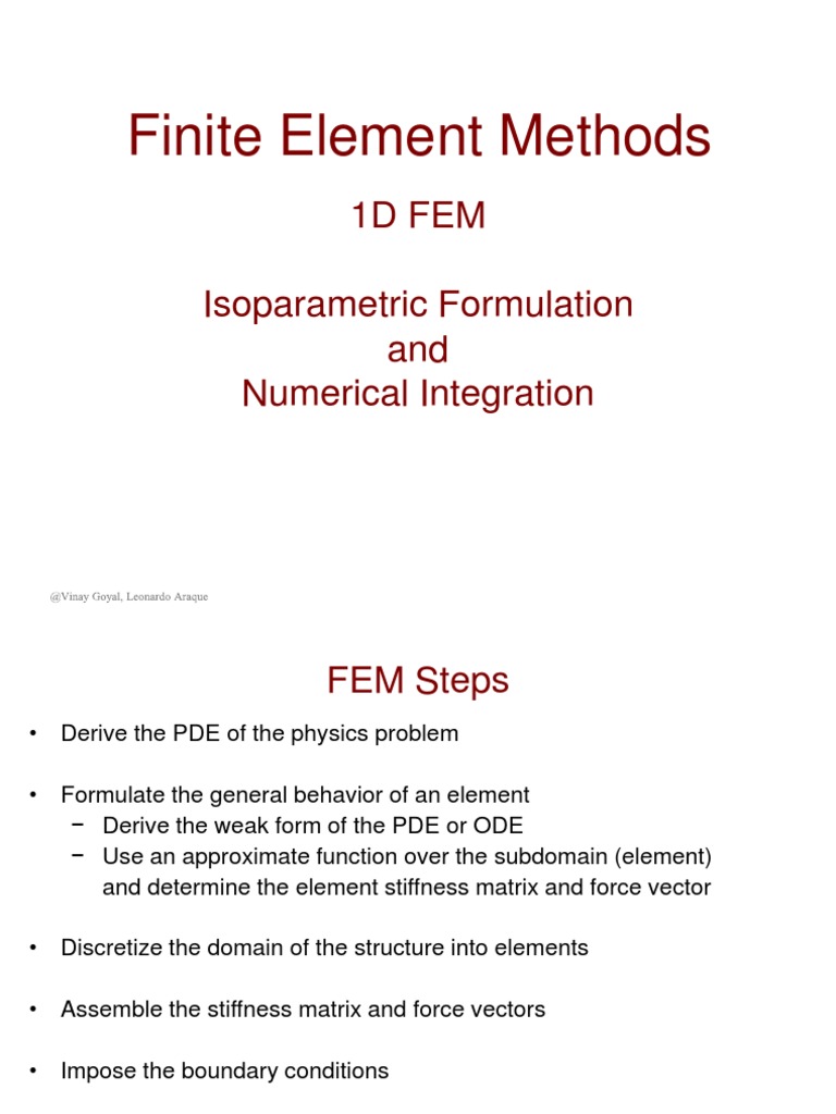 1D FEM Bars Isoparametric Formulation PDF | PDF | Ordinary Differential ...