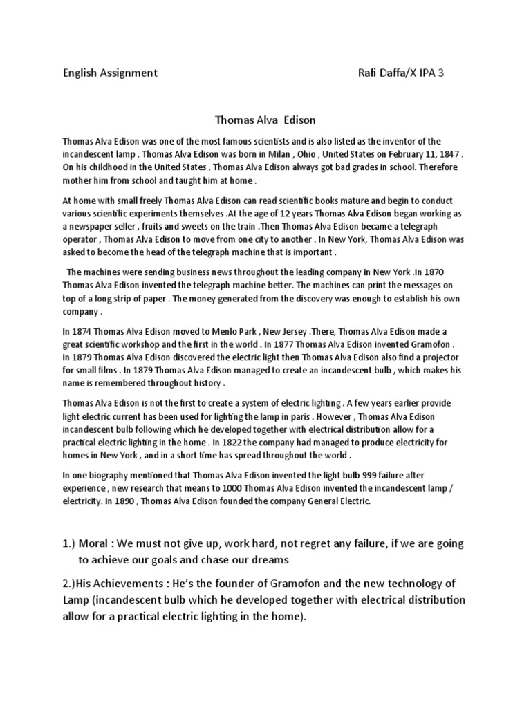 Biographical Recount Text | Download Free PDF | Thomas Edison ...