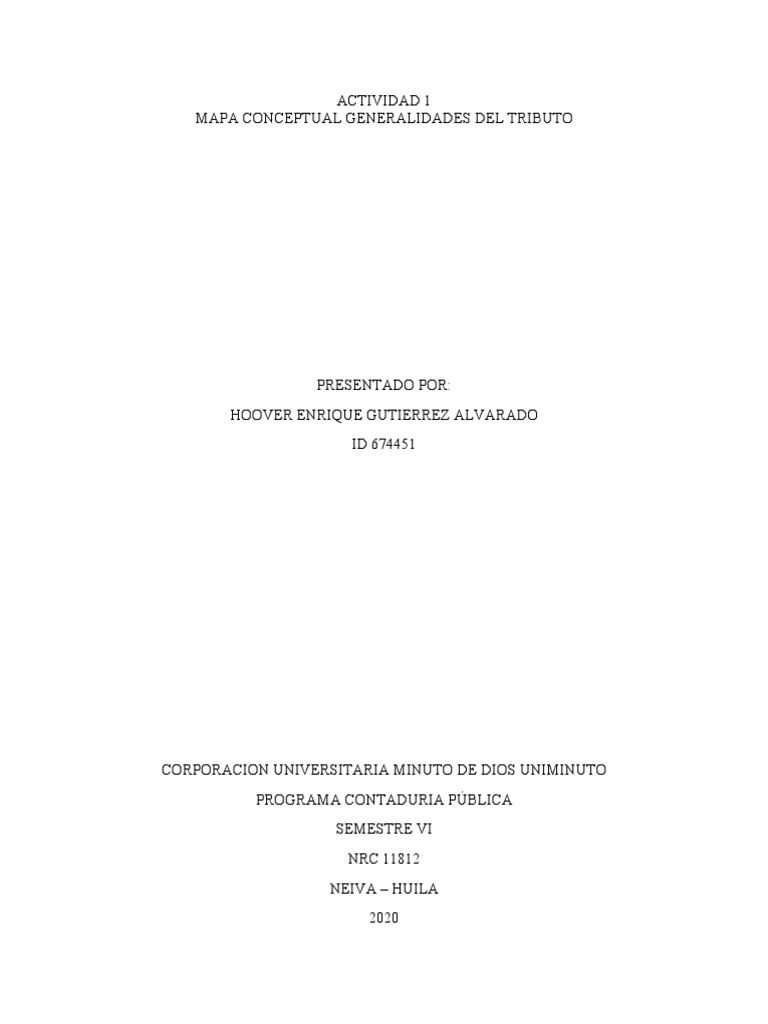 Act.1-Trabajo Mapa Conceptual Sobre Generalidades Del Tributo. | PDF | Impuestos | Esfera pública