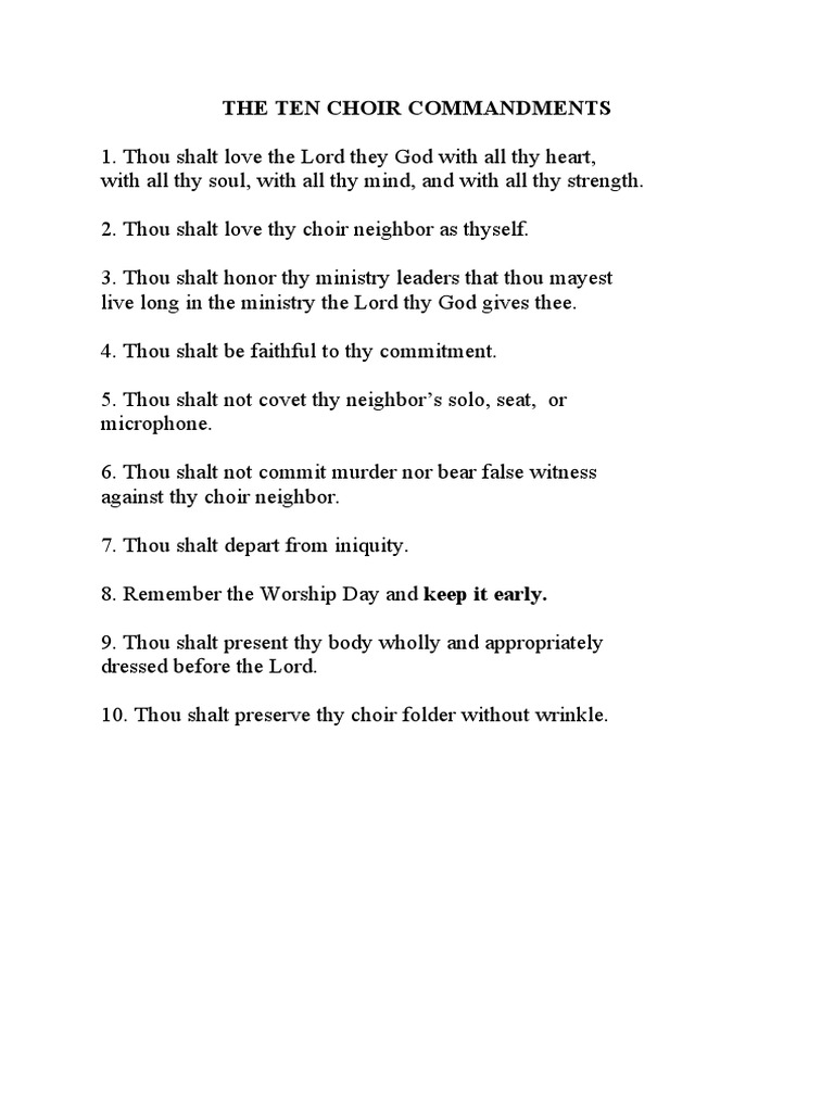 The Ten Choir Commandments Beatitudes | PDF