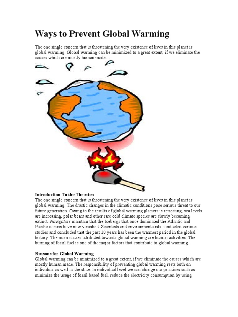 Ways To Prevent Global Warming: Introduction To The Threaten | PDF ...