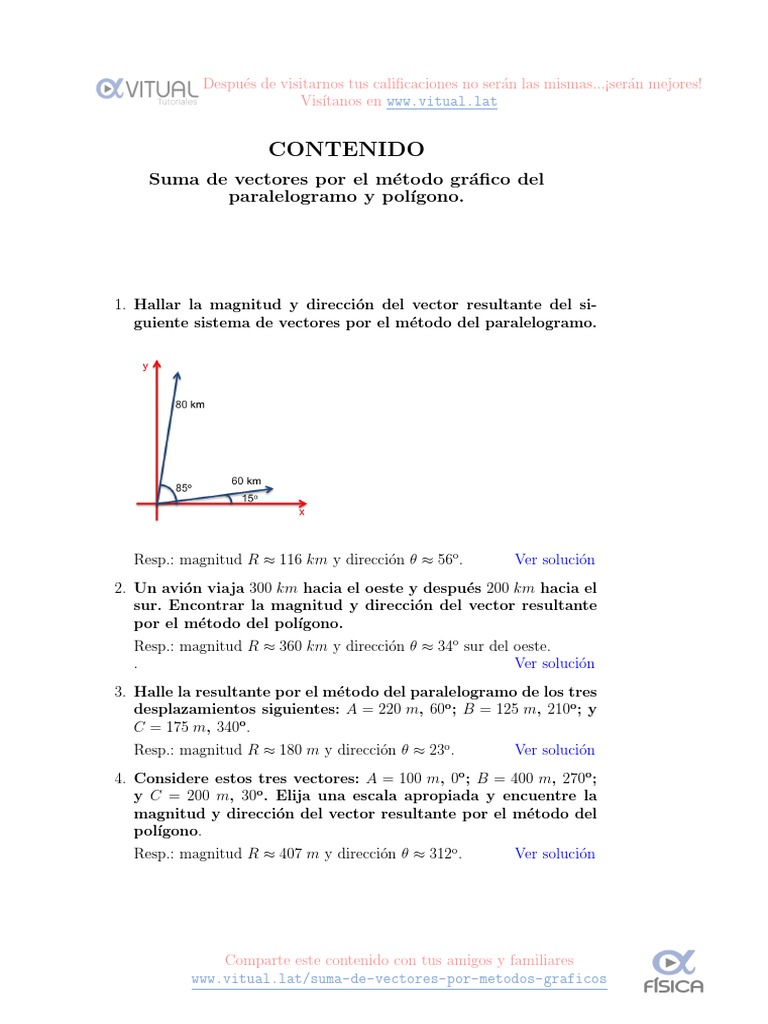 Suma de Vectores Por Métodos Gráficos | PDF | Cálculo multivariable | Vector Euclidiano
