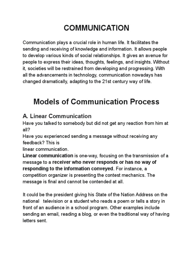 Models of Communication | PDF | Communication | Cybernetics