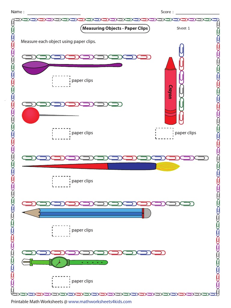 Measure Each Object Using Paper Clips | PDF