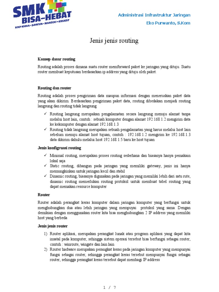 Jenis-Jenis Routing dalam Jaringan | PDF | Komputer