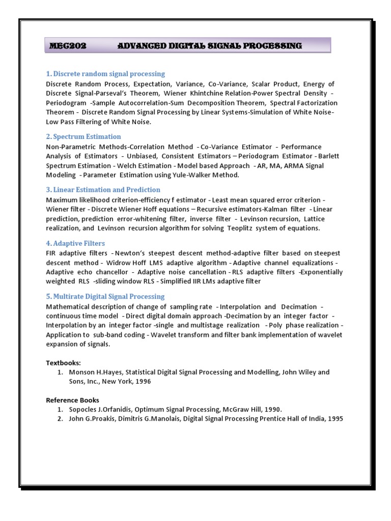 Discrete Random Signal Processing: Textbooks | PDF | Digital Signal ...