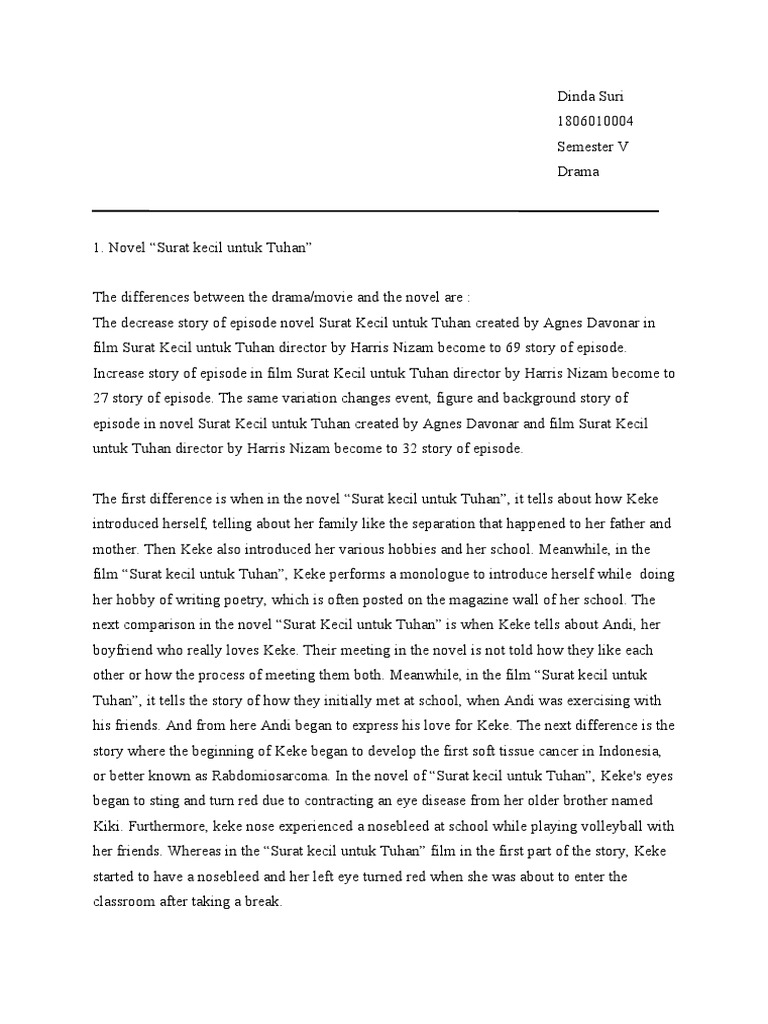 The Comparison Between The Novel and The Film | PDF