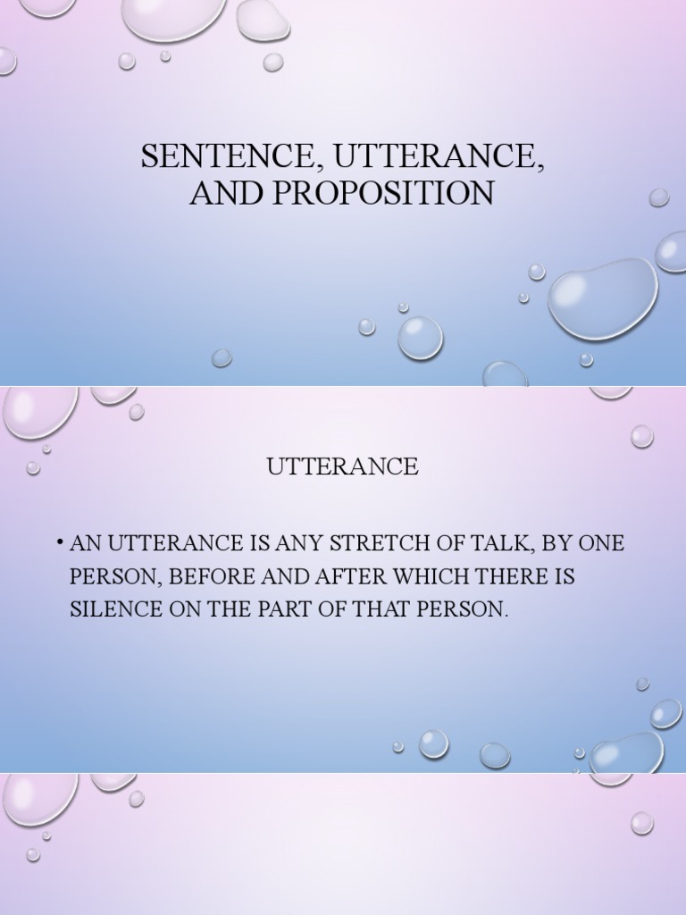 Sentence, Utterance, and Proposition | PDF