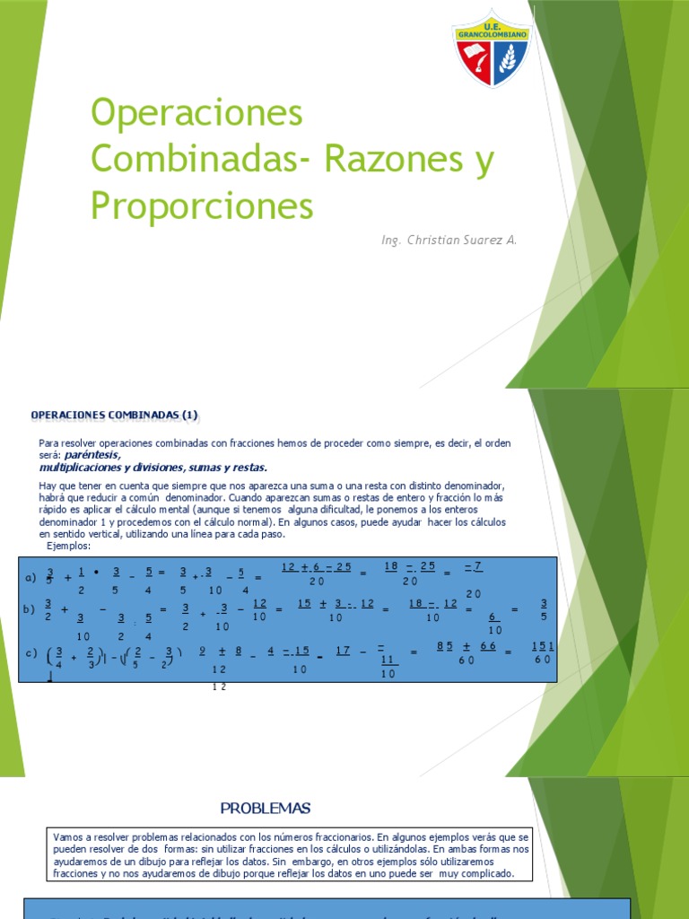 Clase # 4 Operaciones Combinadas - Razones y Proporciones | PDF ...