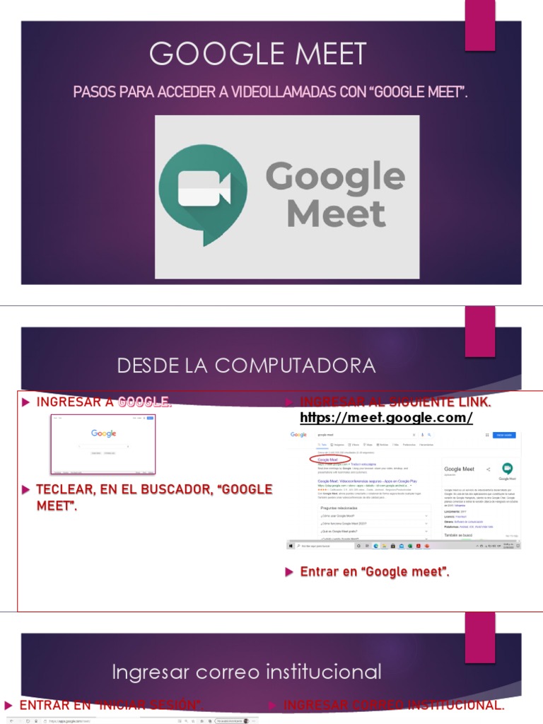 Pasos para Entrar A Google Meet | PDF