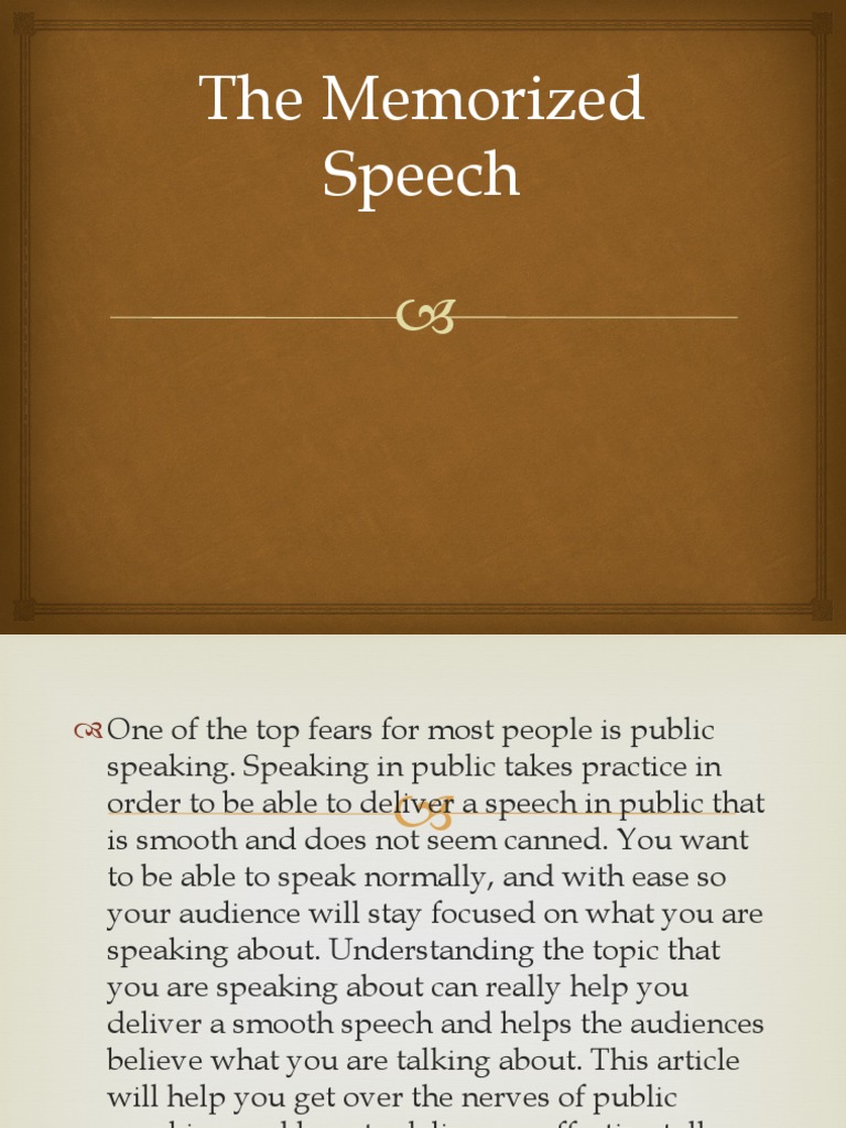 The Memorized Speech | PDF | Speech | Epistemology