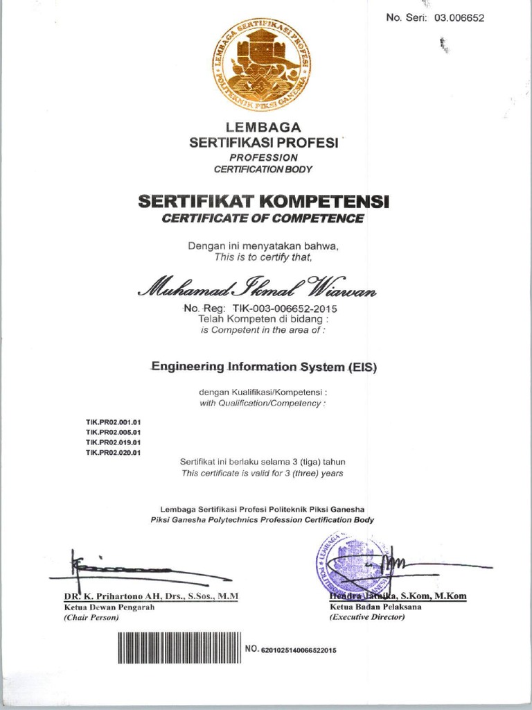 Sertifikat BNSP | PDF