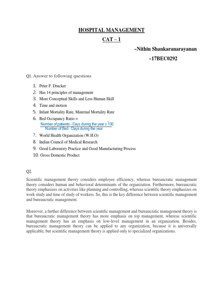 An Analysis of Hospital Management: Principles, Processes, and ...